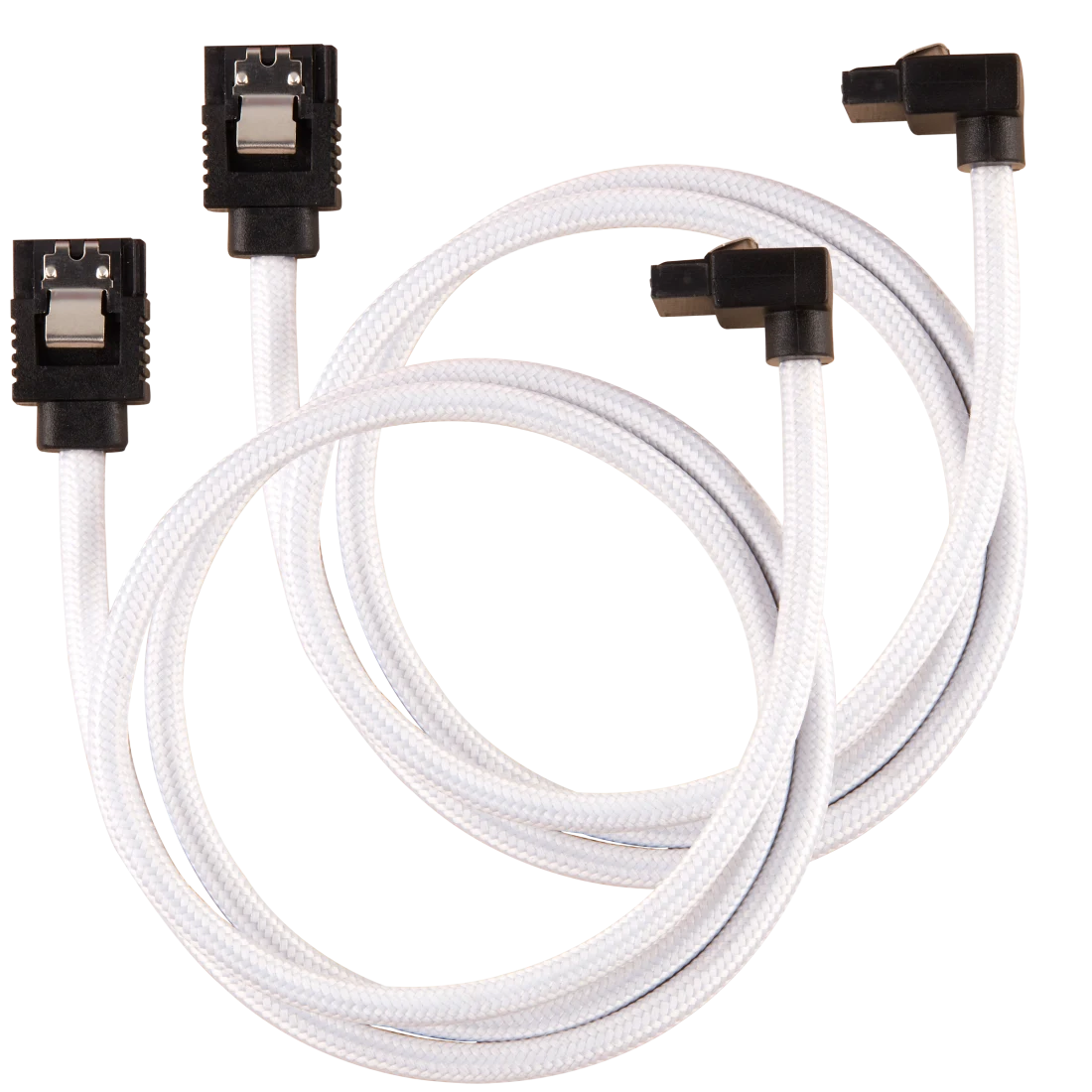 Premium Sleeved SATA 6Gbps 60cm 90° Connector Cable — White