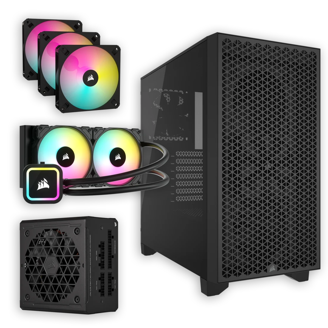 5000D Airflow with Power Supply, AIO Cooler, and Fans Bundle