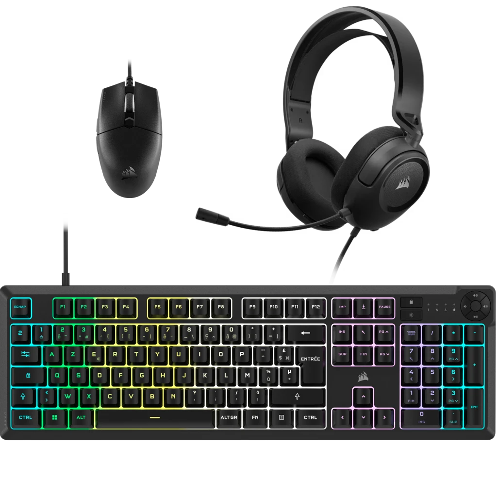Corsair Gaming All-In-One Starter Pack - K55 Core Keyboard, Katar Pro ...