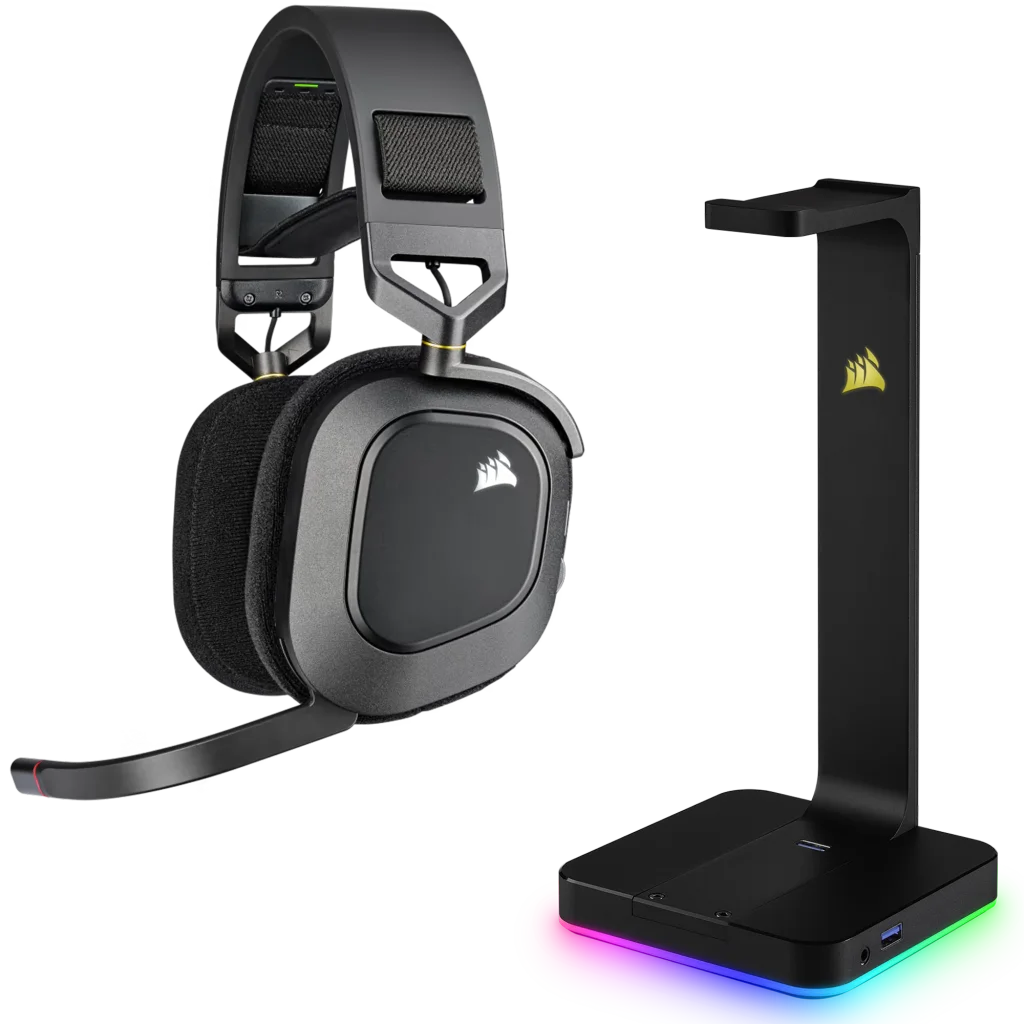Corsair RGB Headset Bundle - HS80 RGB Wireless Headset and RGB Headset ...