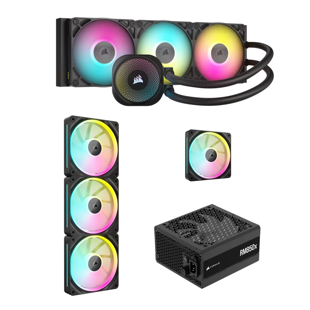 iCUE LINK Titan 360 RGB CPU Cooler, RM850x PSU, and LX120 RGB Quadruple ...
