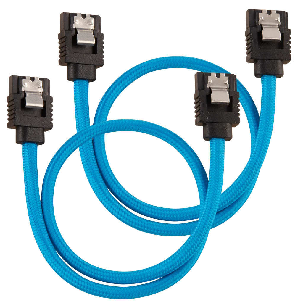 Premium Sleeved SATA 6Gbps 30cm Cable — Blue