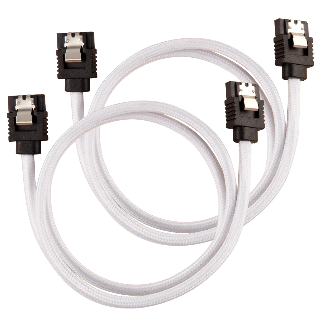 Premium Sleeved SATA 6Gbps 60cm Cable — White