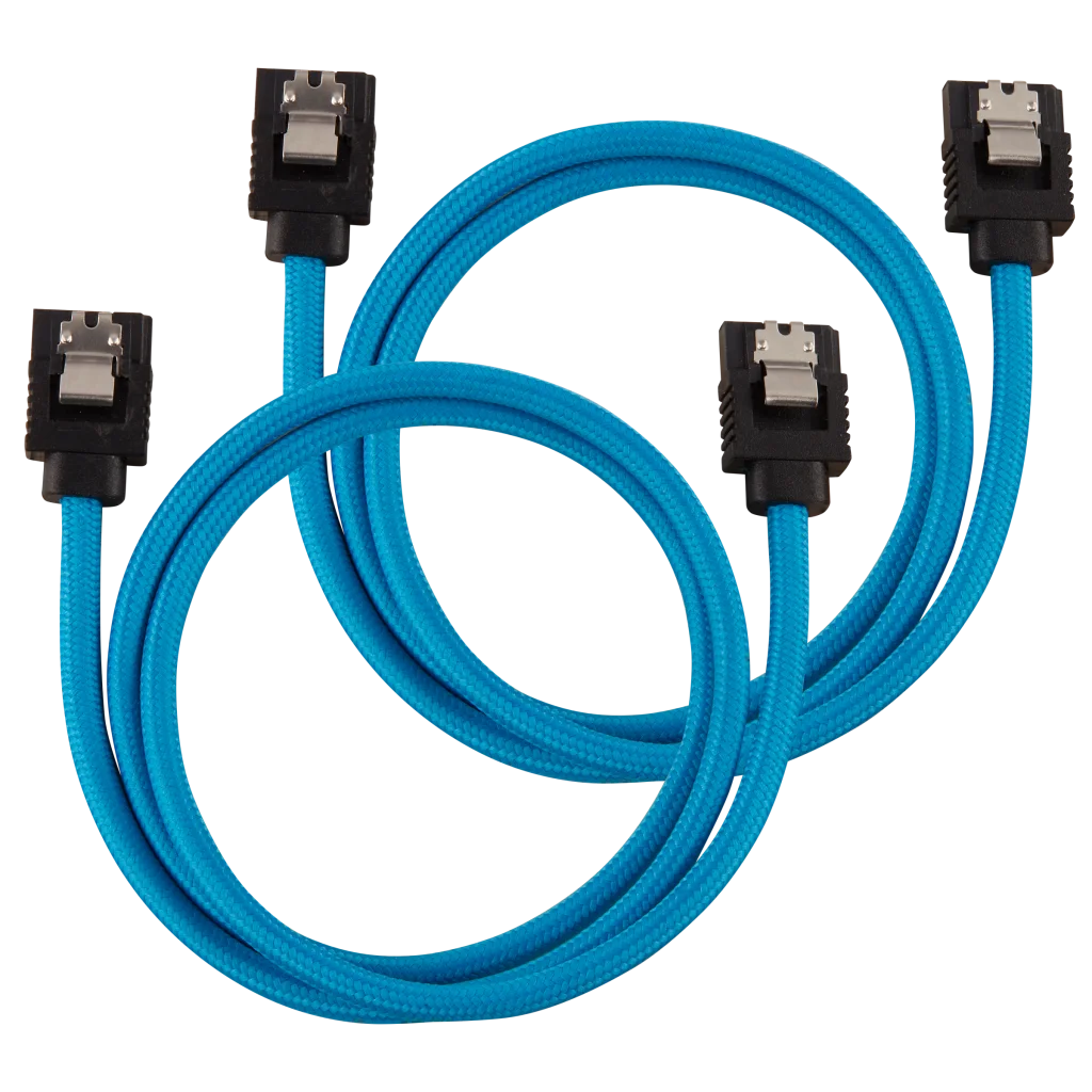 Premium Sleeved SATA 6Gbps 60cm Cable — Blue
