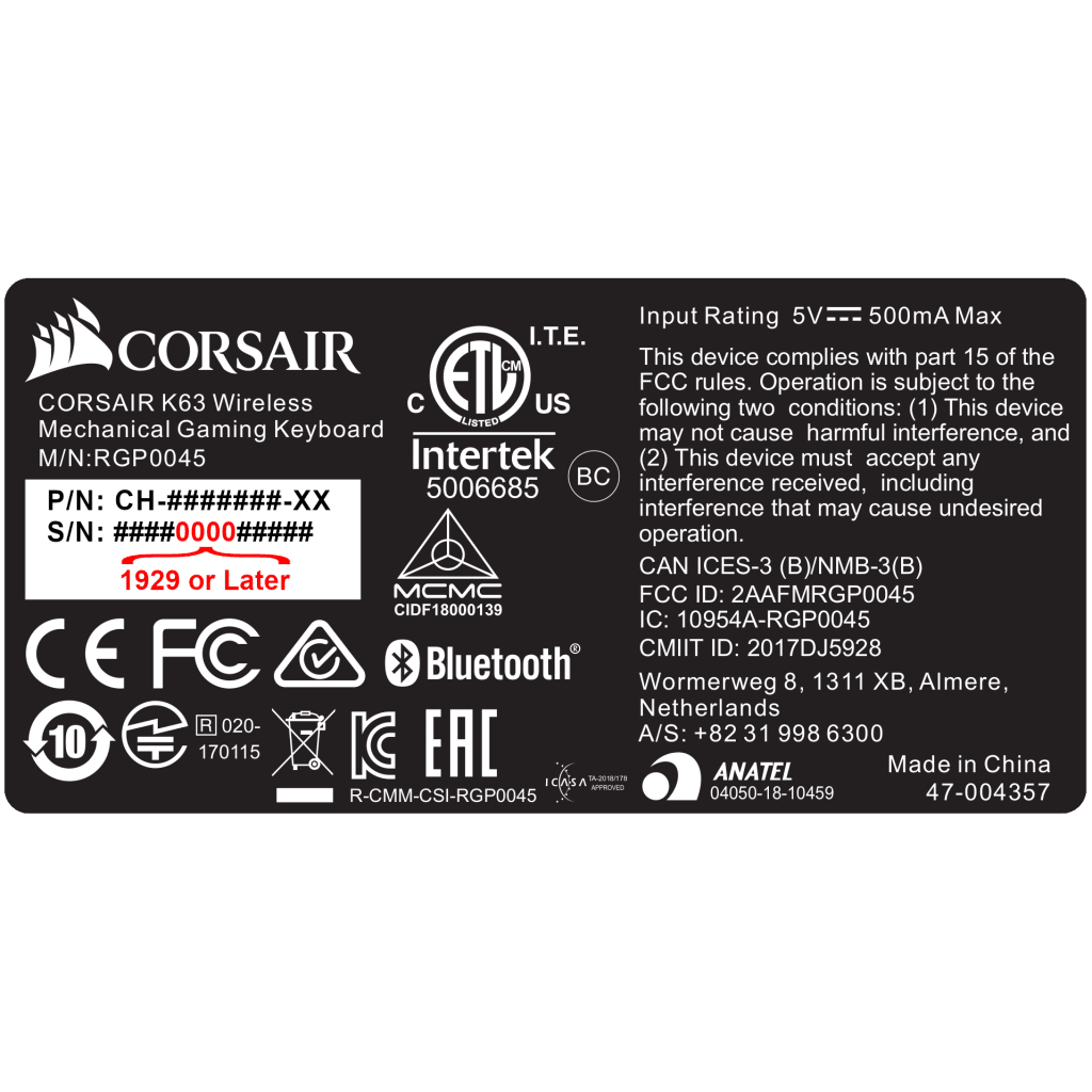 Wireless Receiver and Cable v2 for K63 Wireless