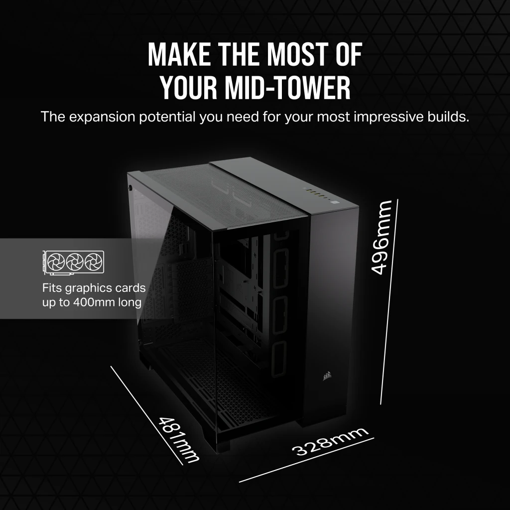 CORSAIR 6500X MID TOWER DUAL CHAMBER BLACK ATX NO FANS | PC Worth