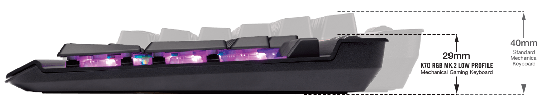 K70 RGB MK.2 Low Profile RAPIDFIRE Mechanical Gaming Keyboard — CHERRY® MX Low Profile Speed ...