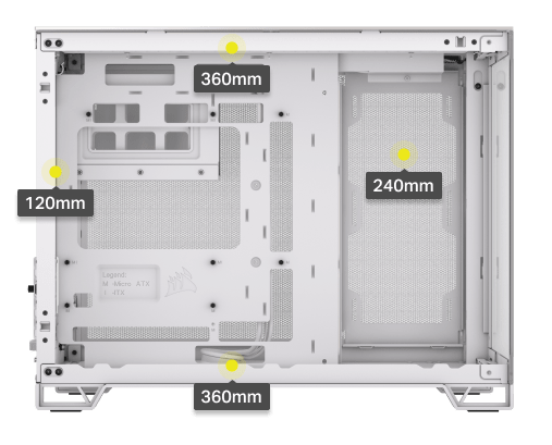2500X Micro ATX Dual Chamber PC Case - White/Satin Gray Aluminum