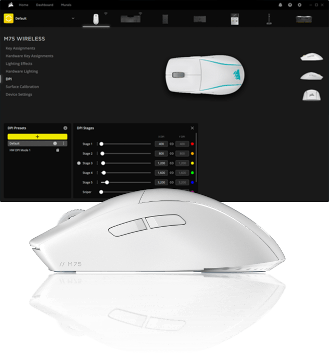 M75 WIRELESS Lightweight RGB Gaming Mouse – Glacier Blue