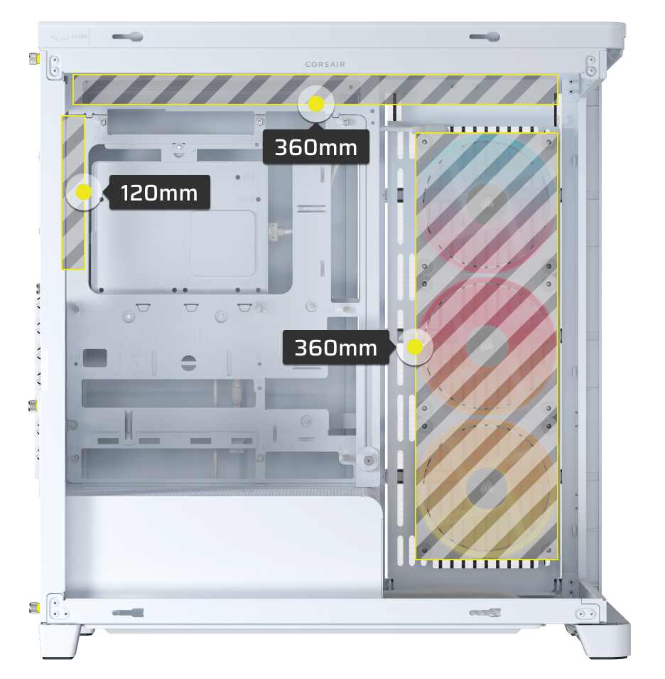 FRAME 4500X LX-R RGB iCUE LINK Panoramic Glass Mid-Tower PC Case - White