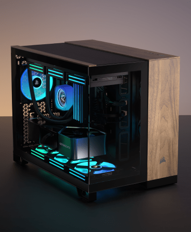 2500X Micro ATX Dual Chamber PC Case - White/Bamboo Wood