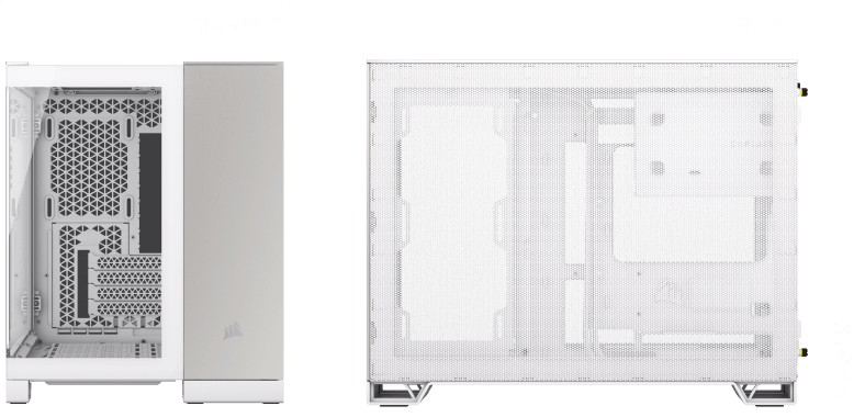 2500X Micro ATX Dual Chamber PC Case - White/Satin Gray Aluminum