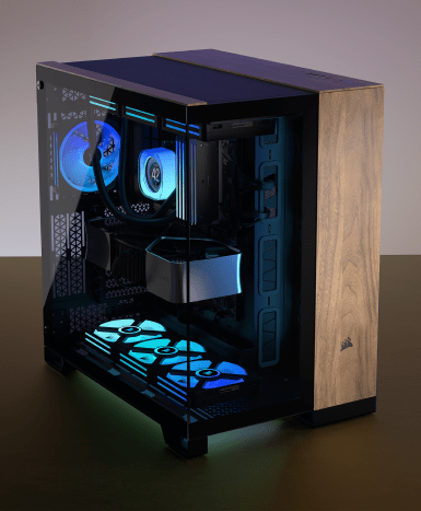 6500X Mid-Tower Dual Chamber PC Case - Black/Walnut Wood