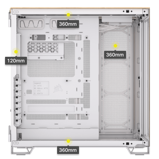 6500X Mid-Tower Dual Chamber PC Case - White/Satin Gray Aluminum