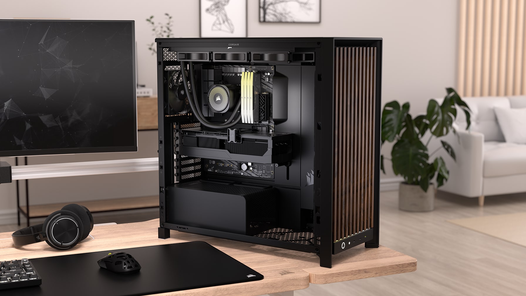 FRAME 5000D WOOD RS Modular Mid-Tower PC Case - Black/Walnut